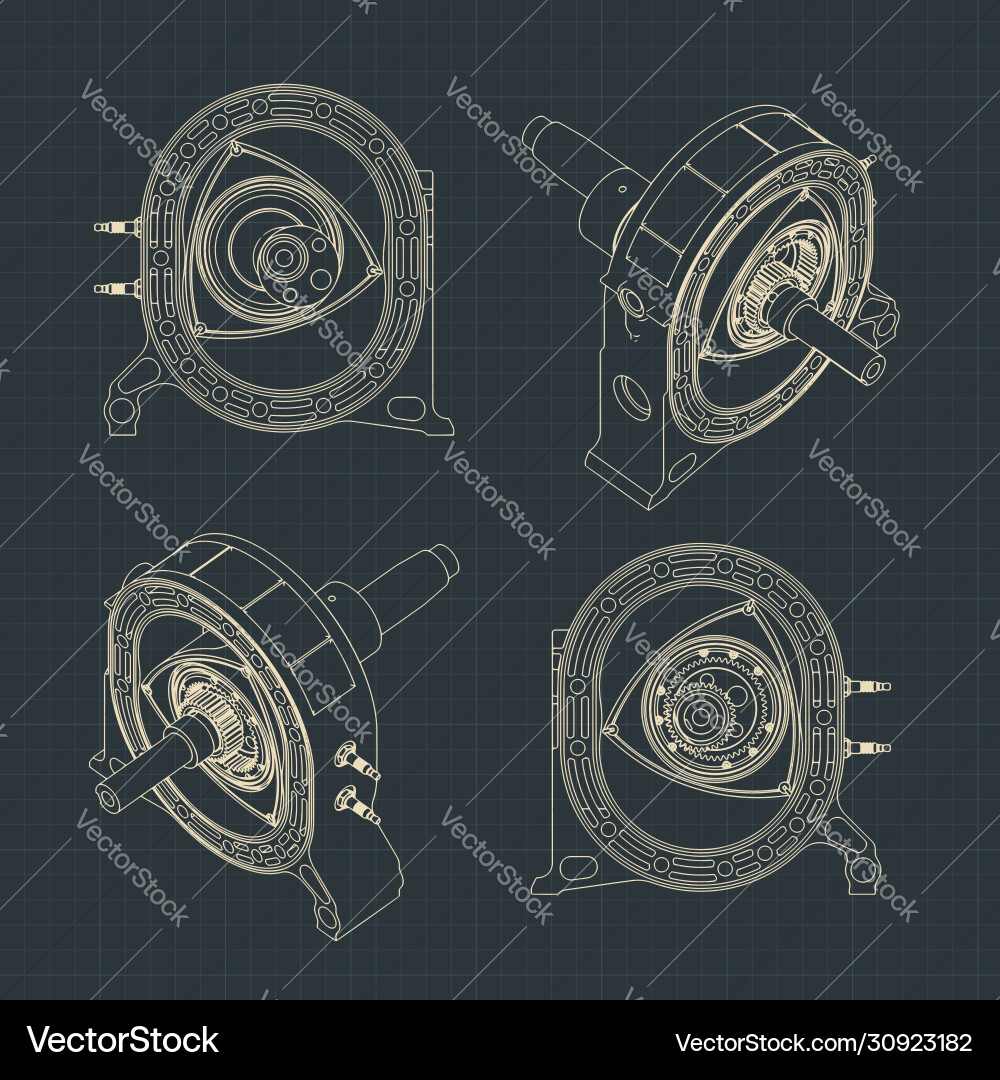 Rotary engine drawing Royalty Free Vector Image