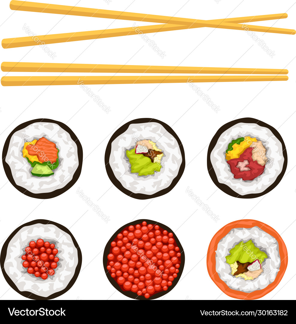Sushi set isolated Royalty Free Vector Image - VectorStock