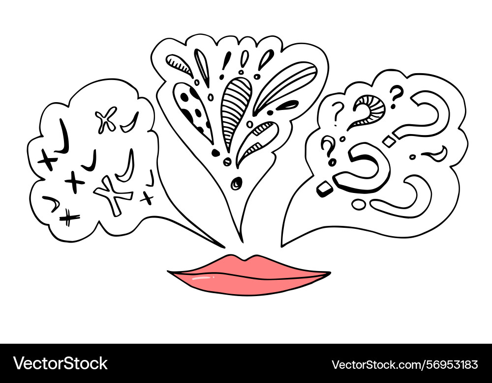 A mouth that hints at saying a question mark Vector Image