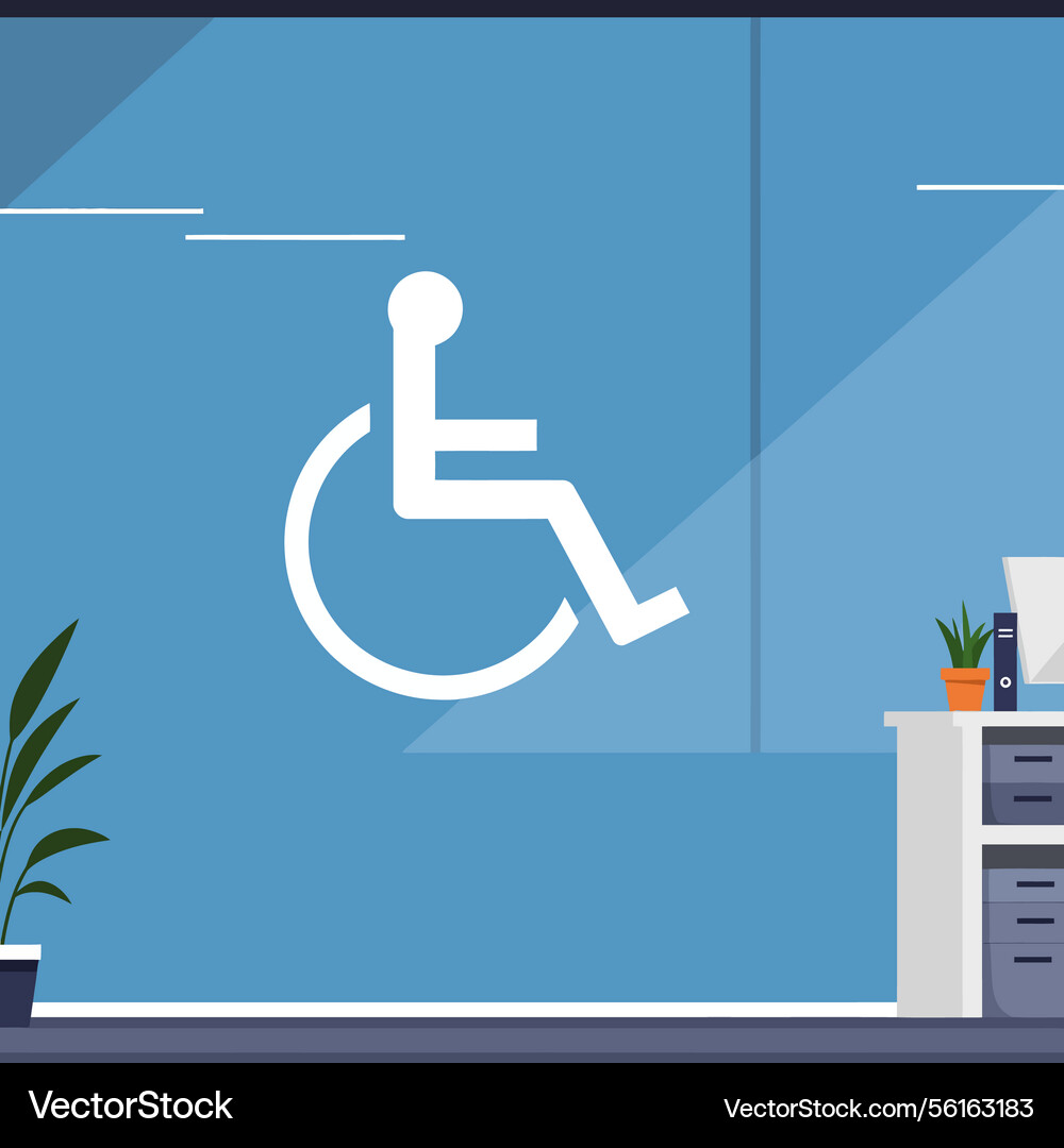 Accessible workspace featuring a wheelchair Vector Image