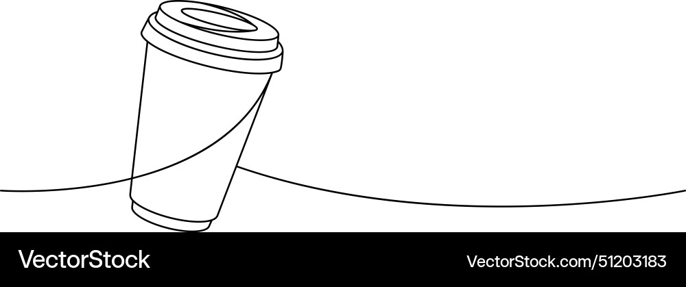 Coffee takeaway cup one line continuous drawing Vector Image