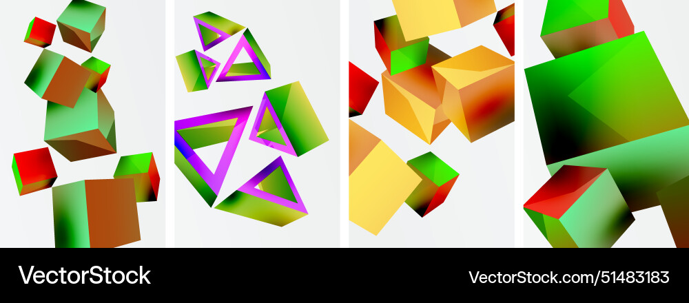 Composition of 3d cubes and other geometric Vector Image