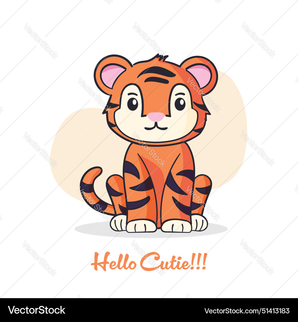 Cute cartoon tiger sitting on a abstract Vector Image