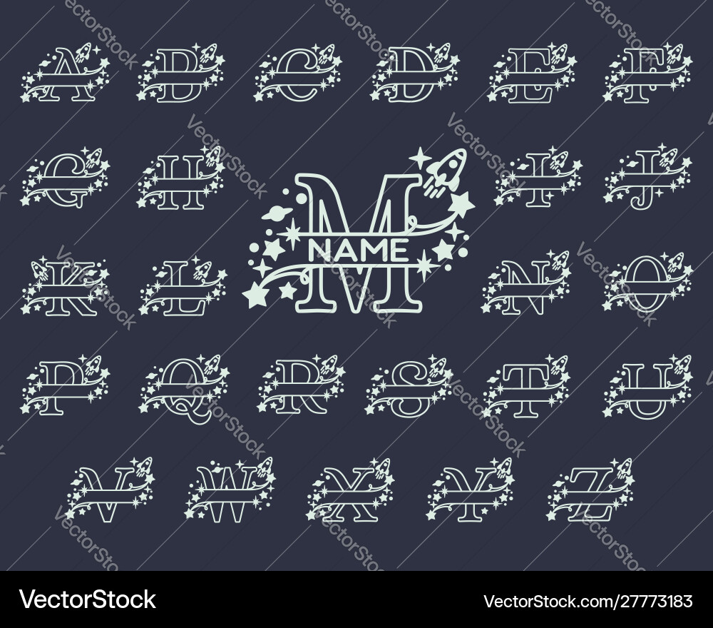 Elegant Split Monogram Letter Font Royalty Free Vector Image