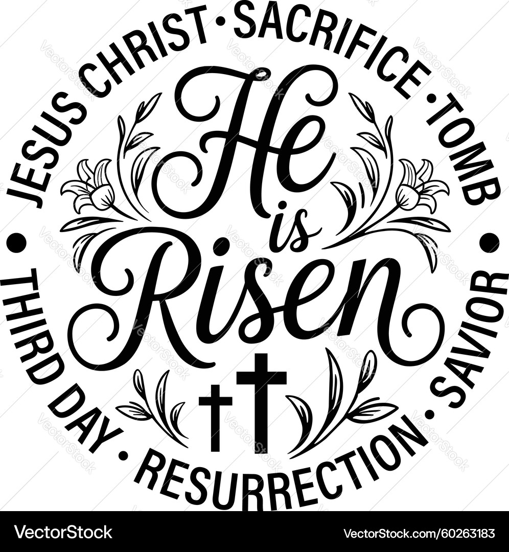 He Is Risen Easter SVG - Cross & Crown Vector Image