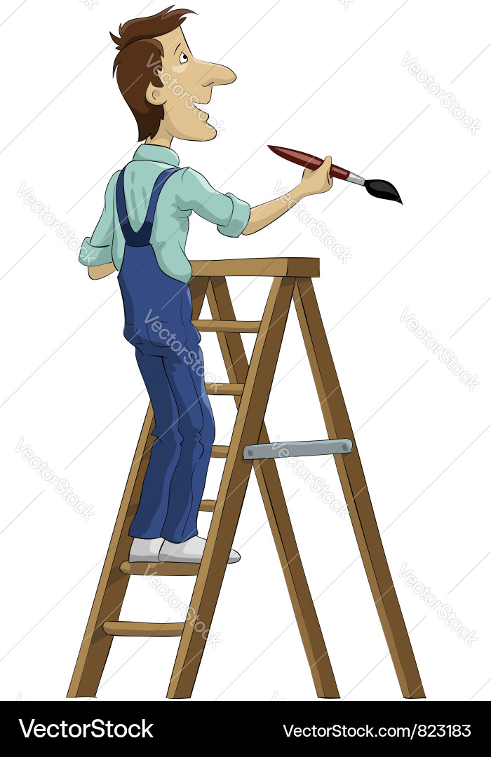 Ladder Painter Royalty Free Vector Image - VectorStock