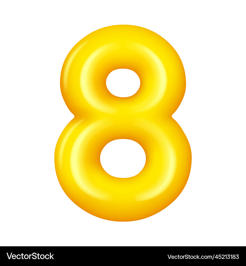 Number eight numeral 8 digit yellow glossy balloon