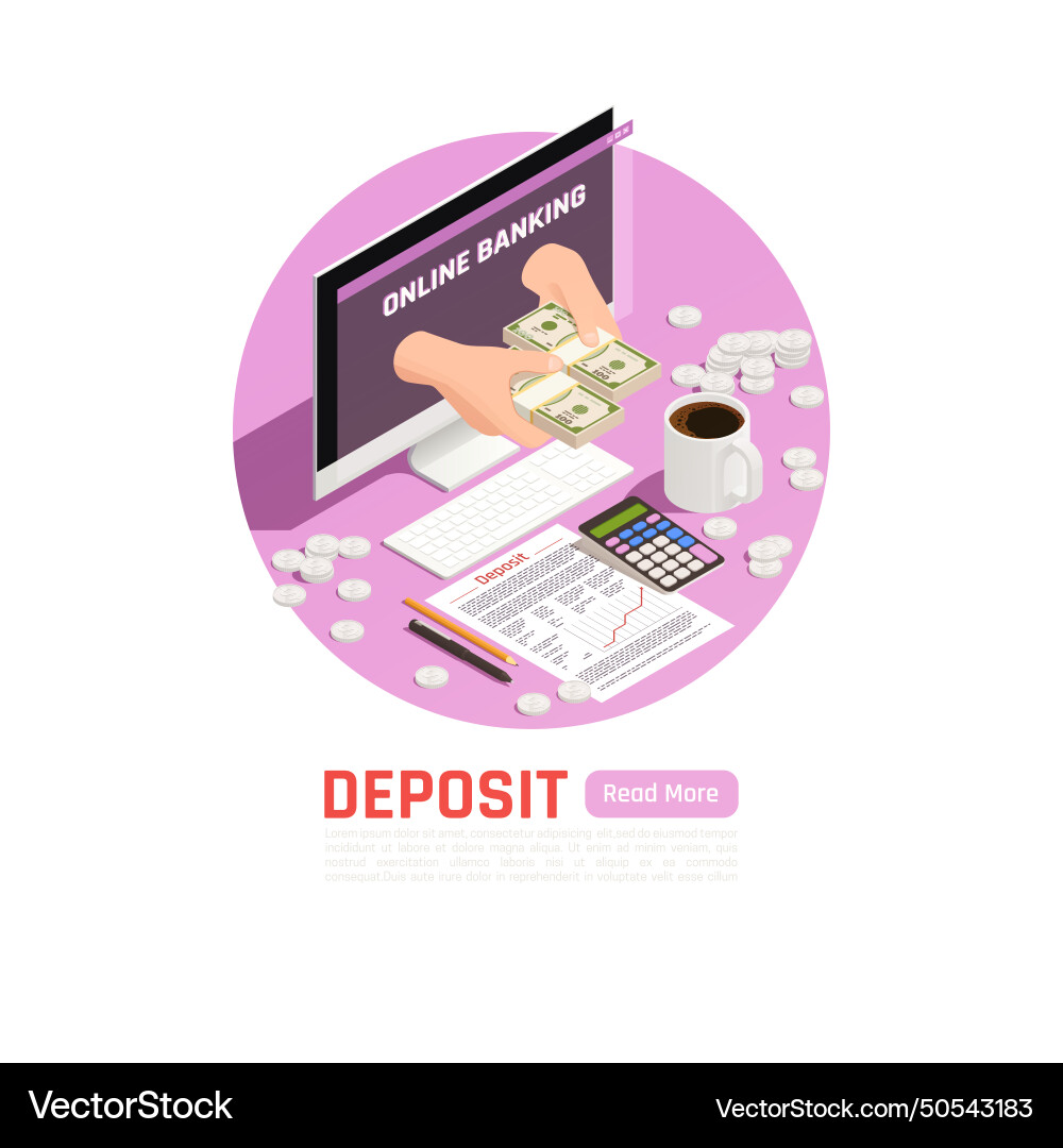 Online banking deposit background Royalty Free Vector Image