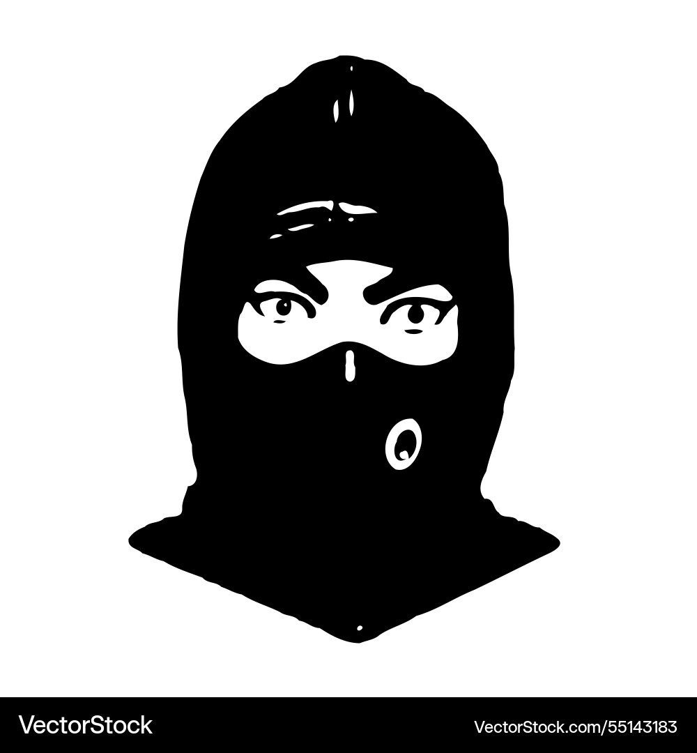 Person wearing black balaclava with eyes visible Vector Image