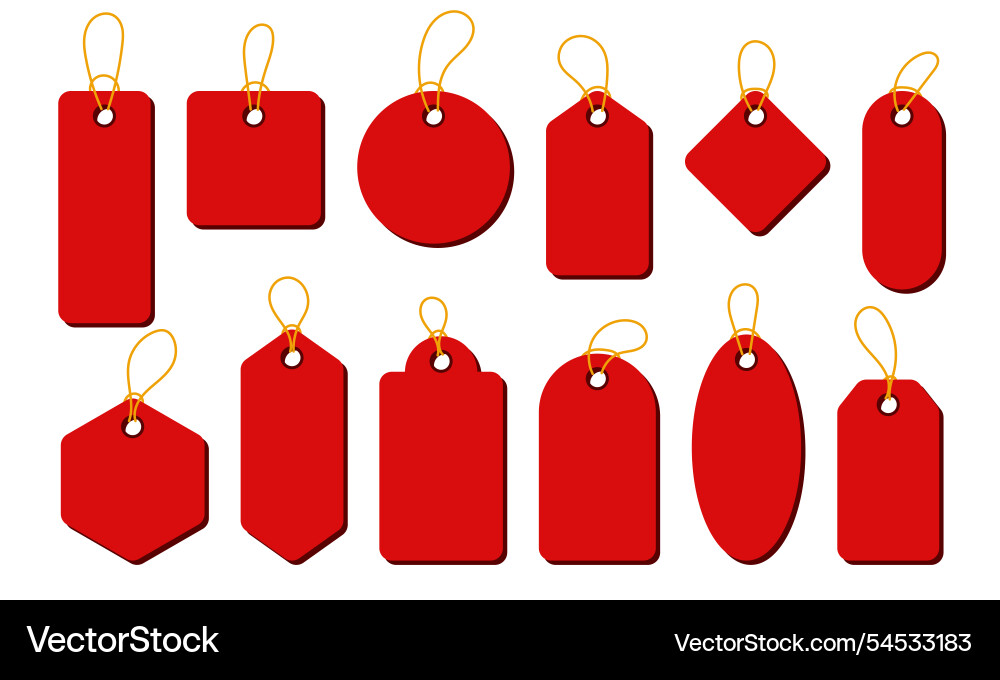 Red price tag set collection blank Royalty Free Vector Image