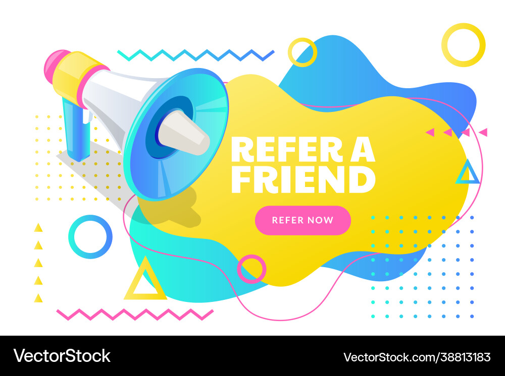 Refer a friend poster banner design 3d Royalty Free Vector