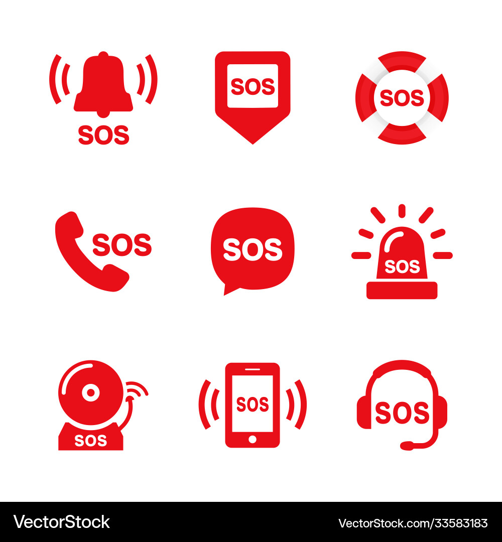 Sos icon set Royalty Free Vector Image - VectorStock
