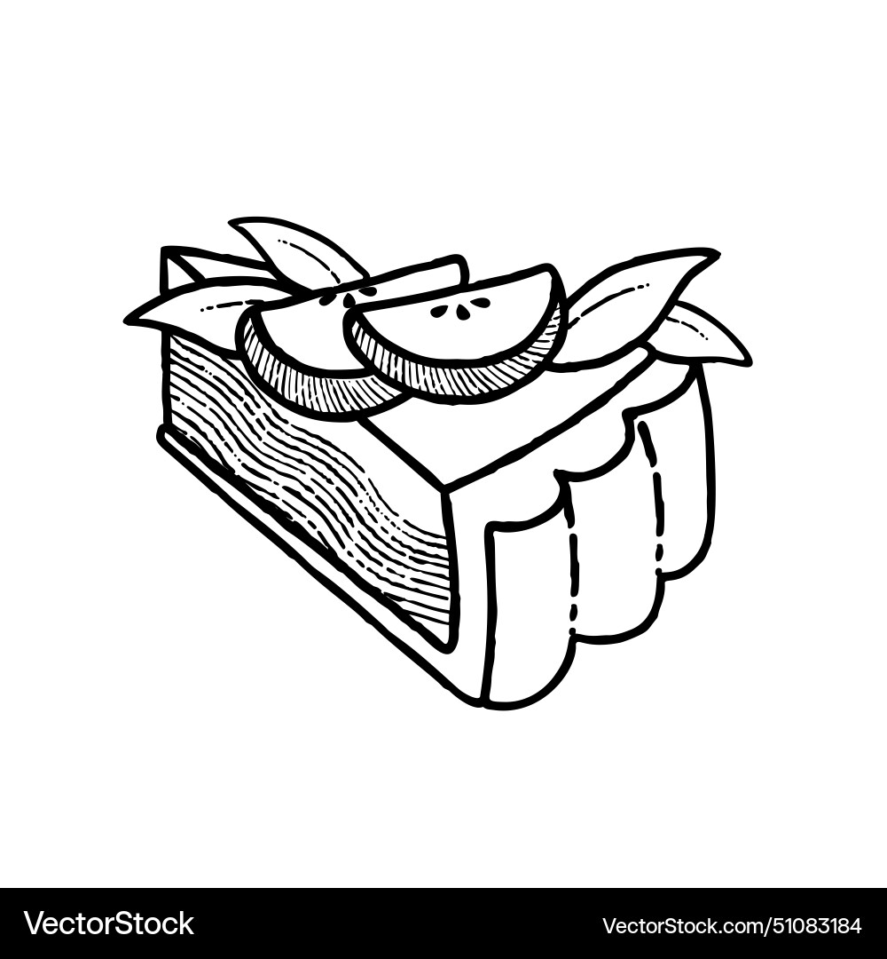 Apple pie piece decorated with slices cake Vector Image