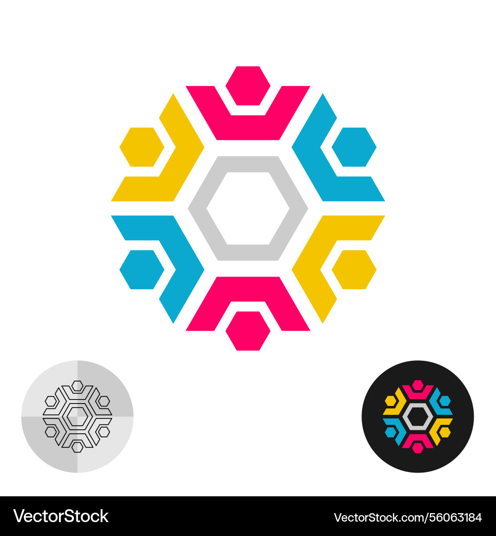 Colorful tech geometric people stylized logo Vector Image