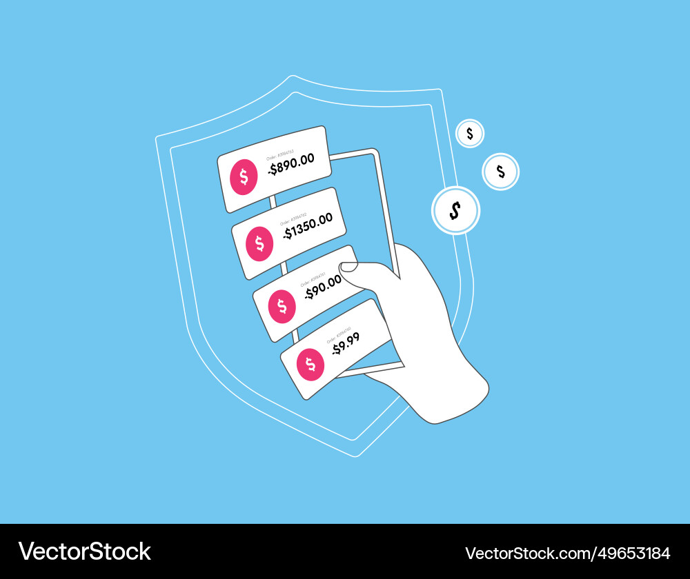E-commerce fraud alert - online mobile shopping Vector Image