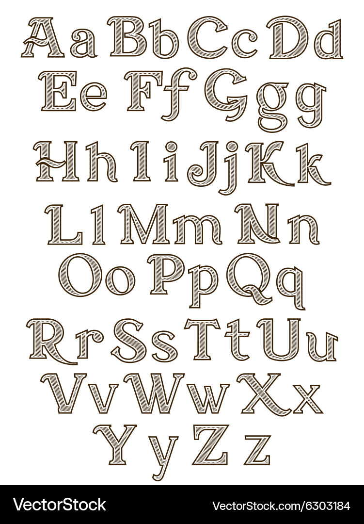 Font tattoo engraving with shading Royalty Free Vector Image