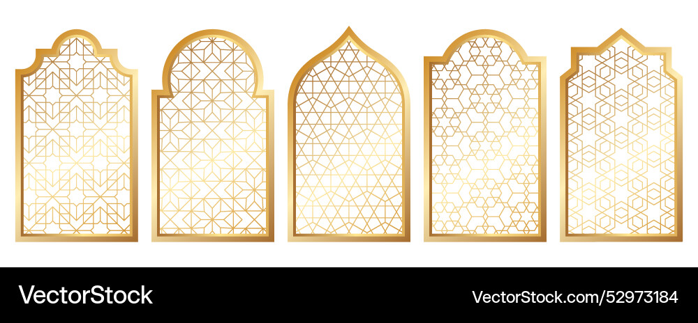 Gold traditional islamic window shape arabic Vector Image