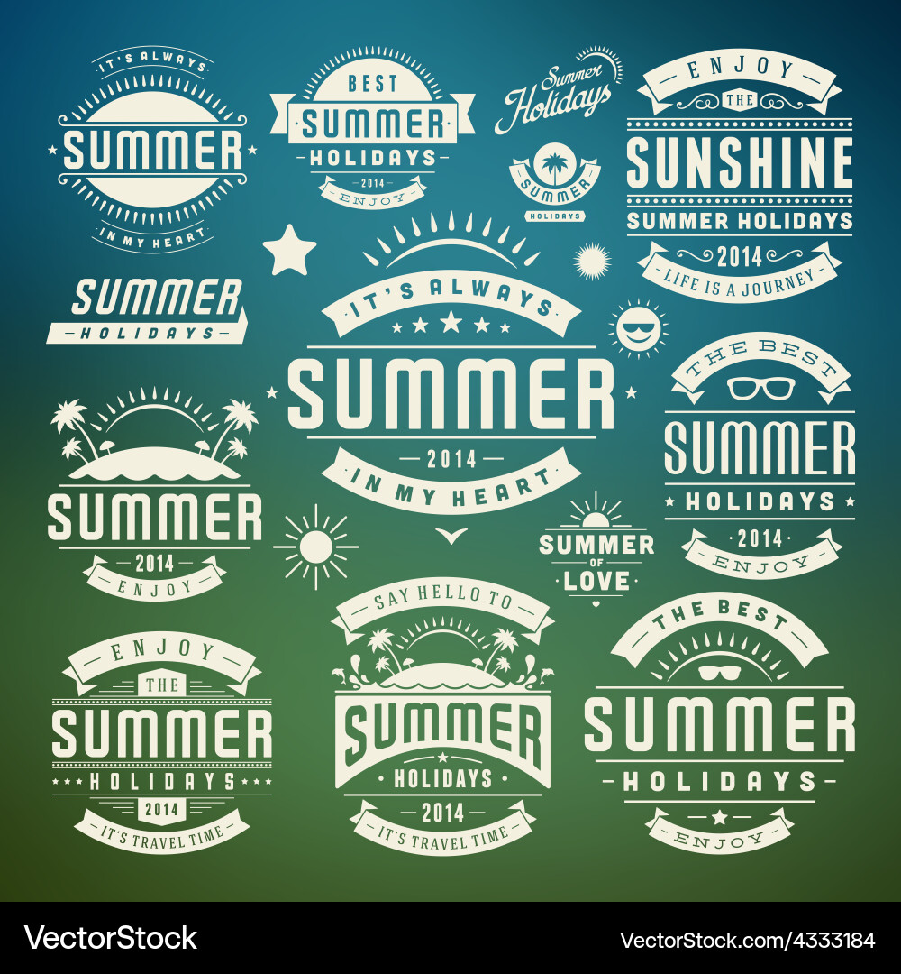 Retro summer design elements Royalty Free Vector Image