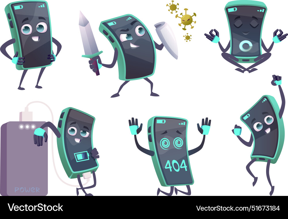 Smartphone character cute mascot cell phone Vector Image
