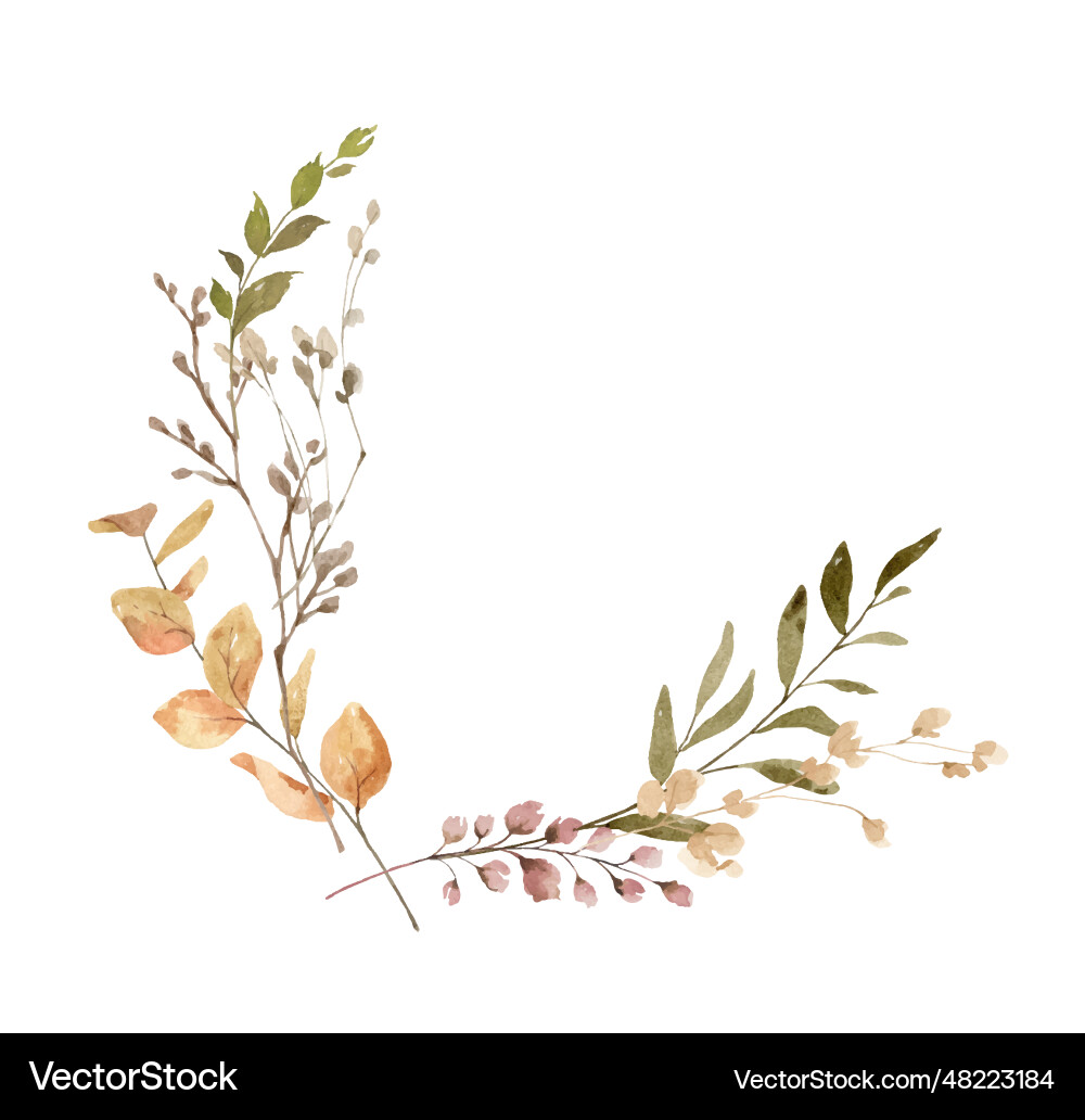 Watercolor Autumn Wreath Royalty Free Vector Image
