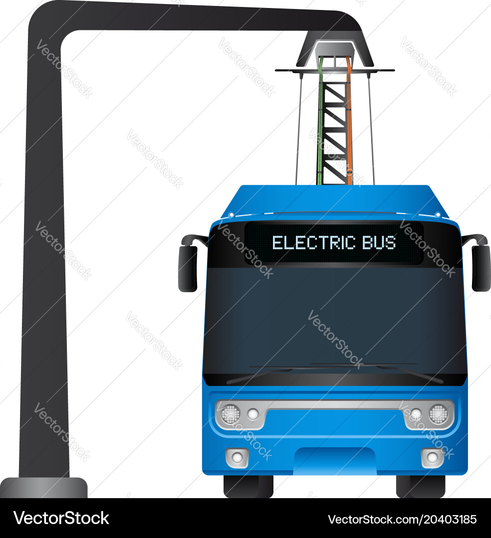 Blue electric bus Royalty Free Vector Image - VectorStock