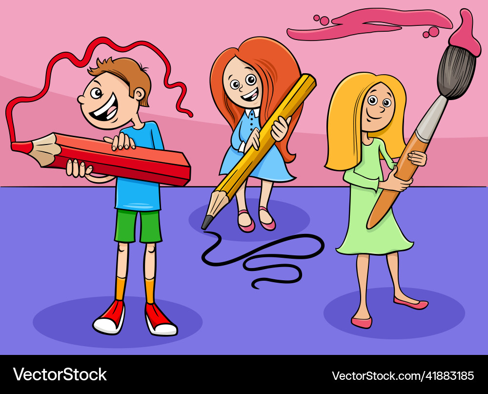 Cartoon elementary age children characters Vector Image
