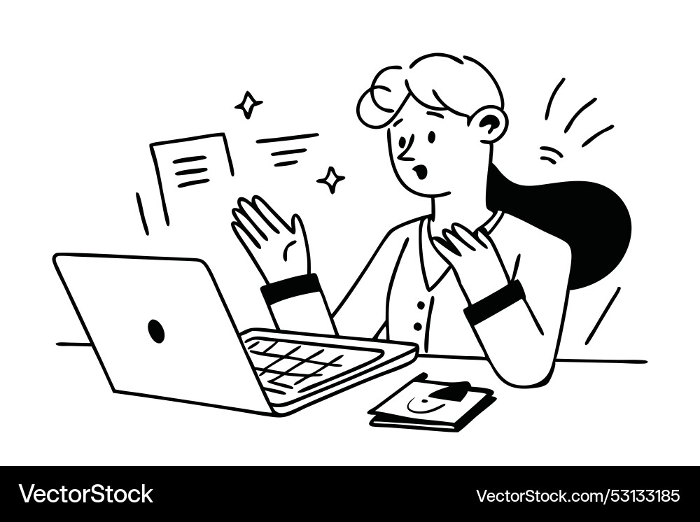 Focused young professional woman working Vector Image