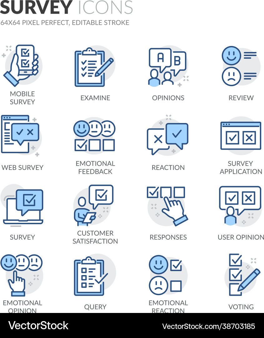Line survey icons Royalty Free Vector Image - VectorStock