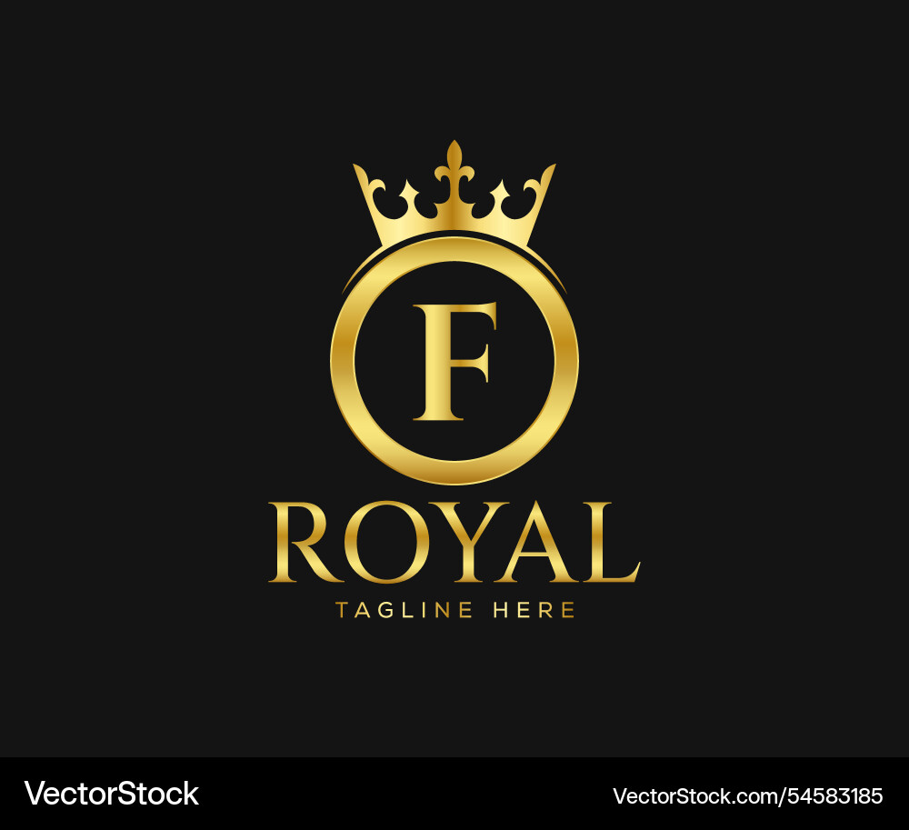 Luxurious royal f letter logo design Royalty Free Vector