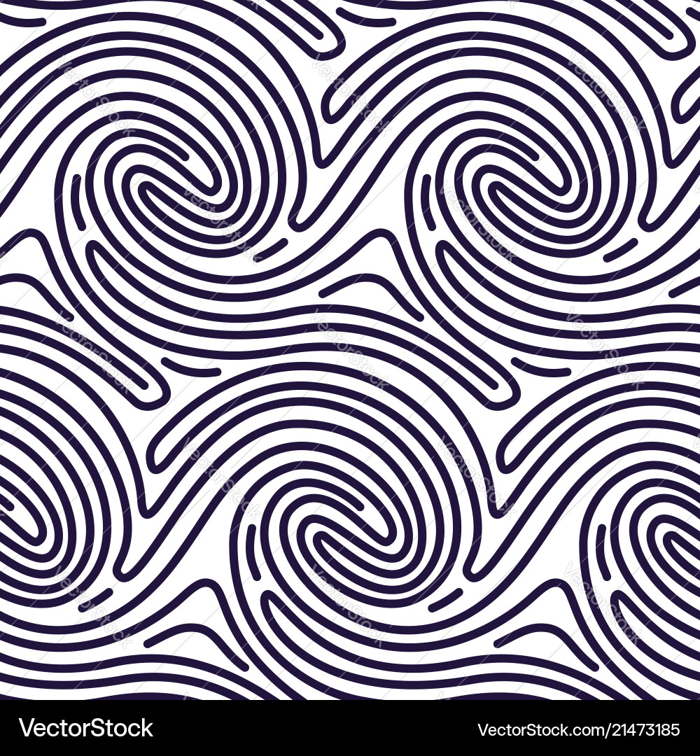 Seamless pattern in fingerprint style curved Vector Image