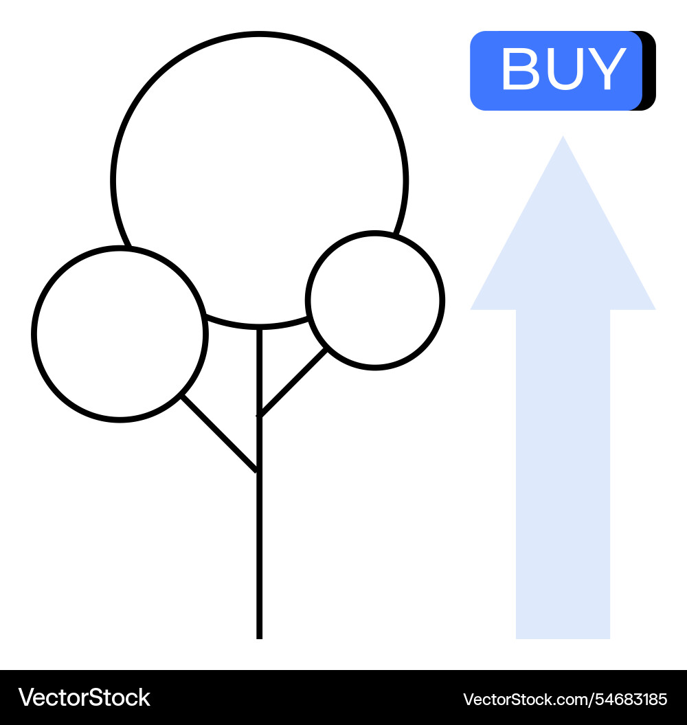 Simplistic decision-making tree with buy button Vector Image