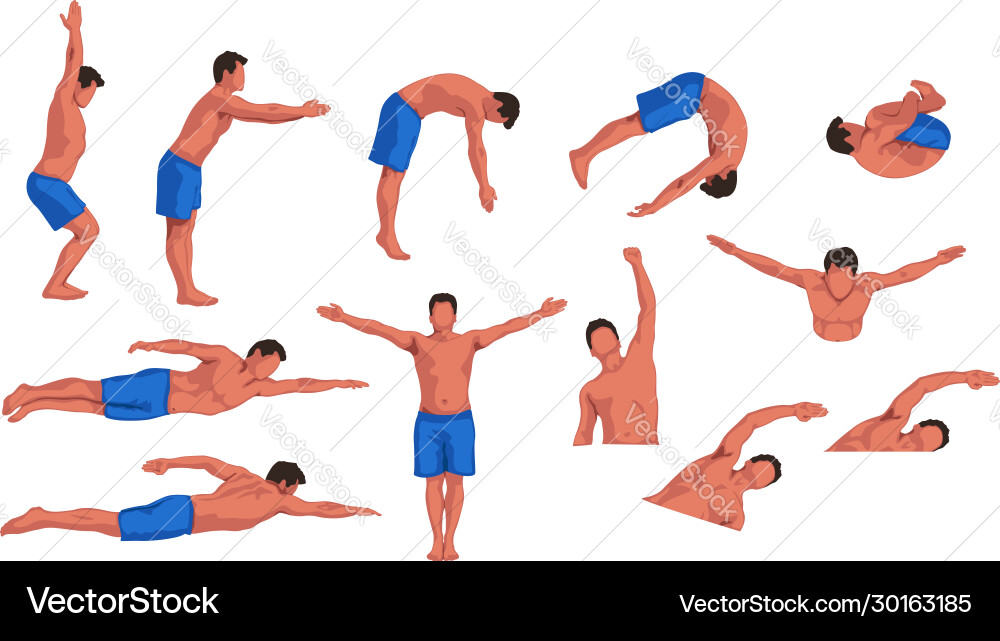 Swimming man set Royalty Free Vector Image - VectorStock