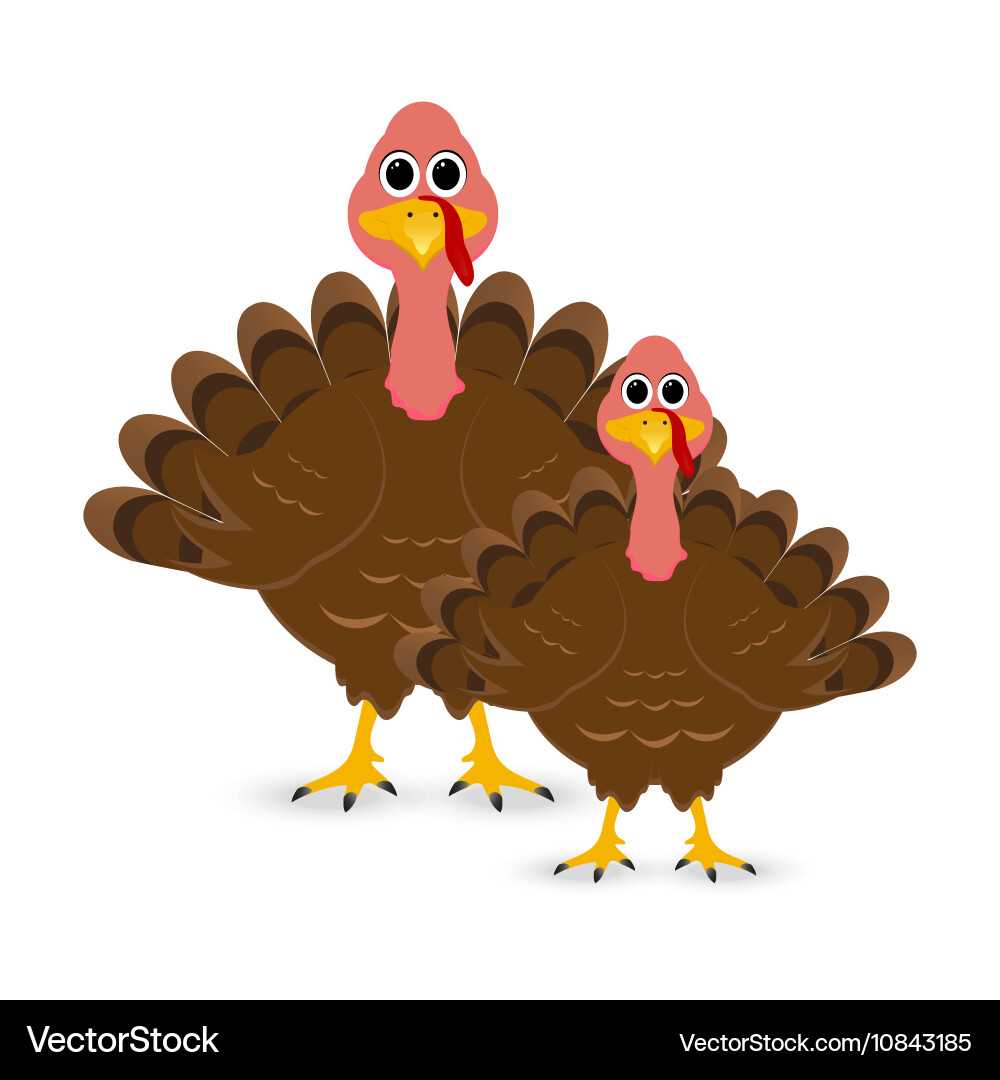 Two turkey mother and child Royalty Free Vector Image