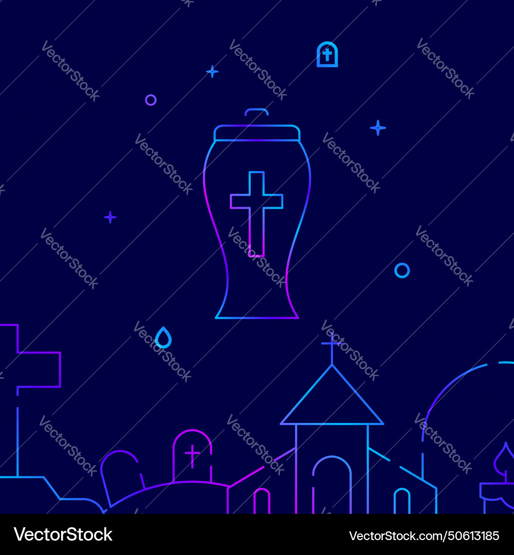 Urn with the ashes gradient line icon Royalty Free Vector
