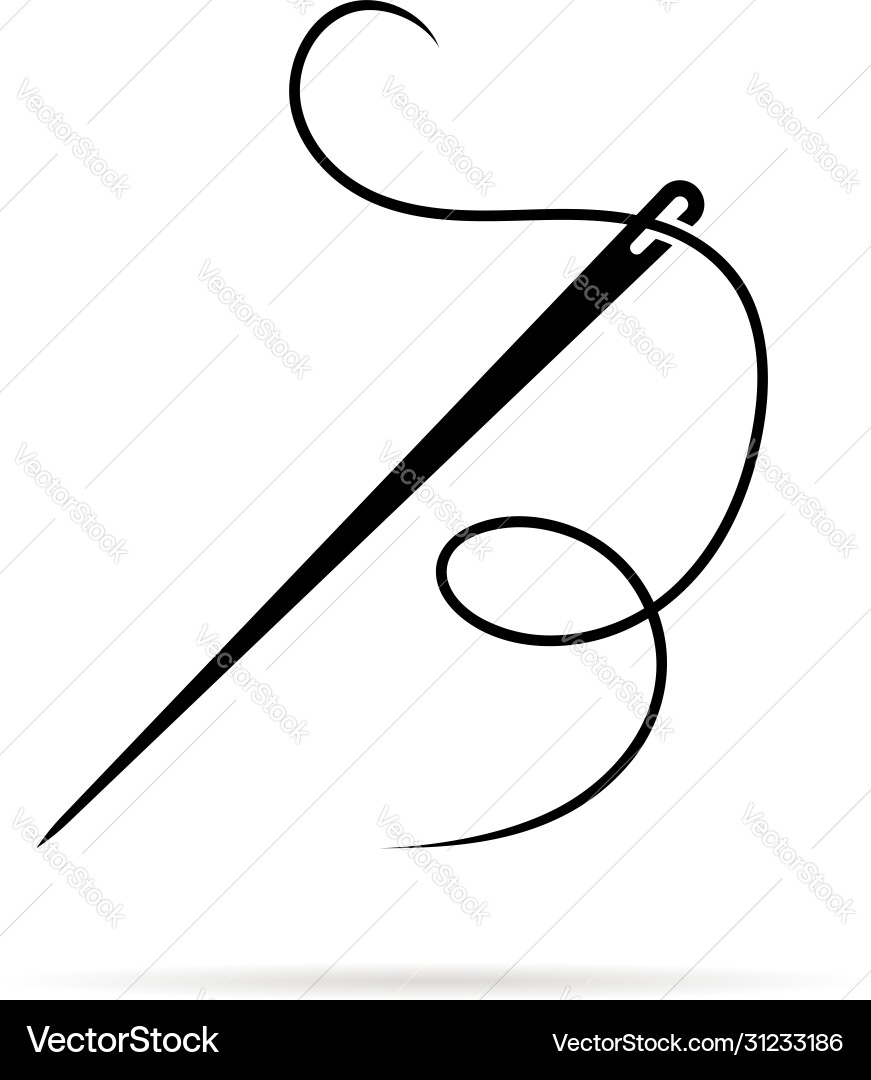 Black needle icon with thread for sew Royalty Free Vector