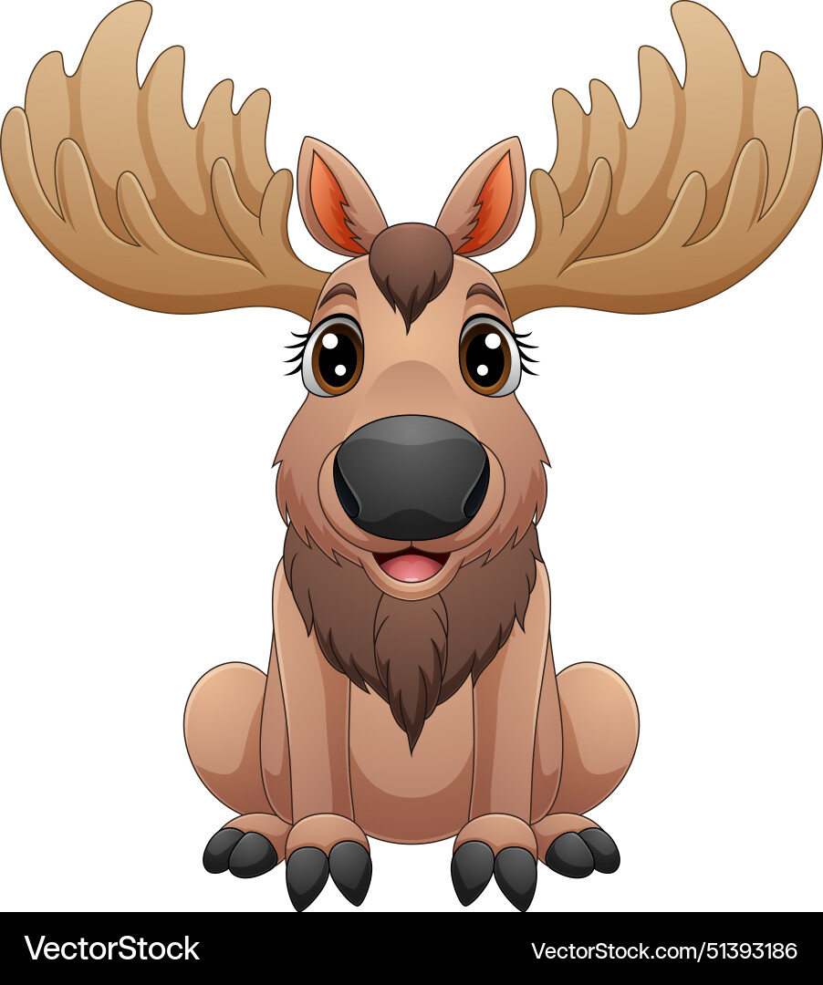 Cartoon baby moose sitting isolated Royalty Free Vector