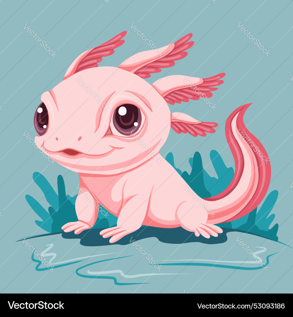 Cute pink axolotl Royalty Free Vector Image - VectorStock