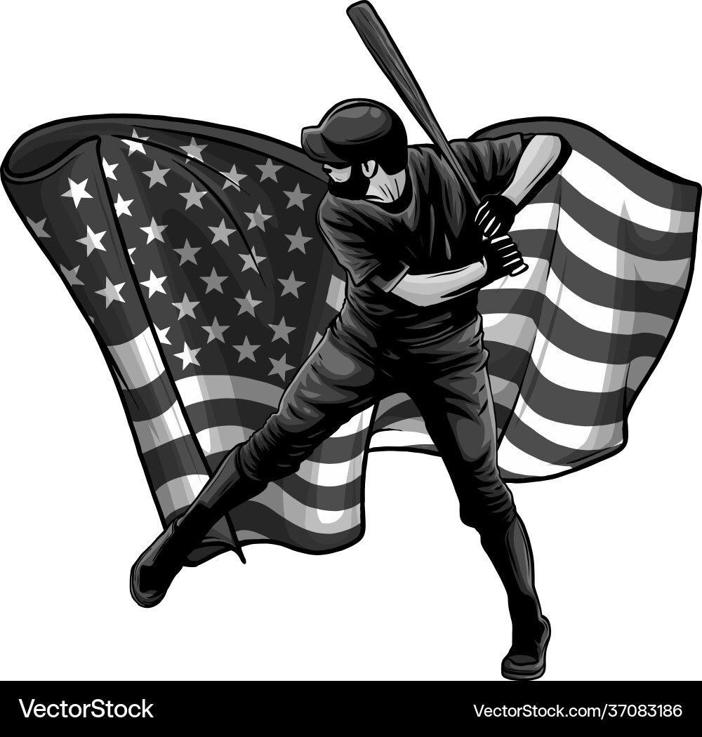 Design baseball player with american flag Vector Image