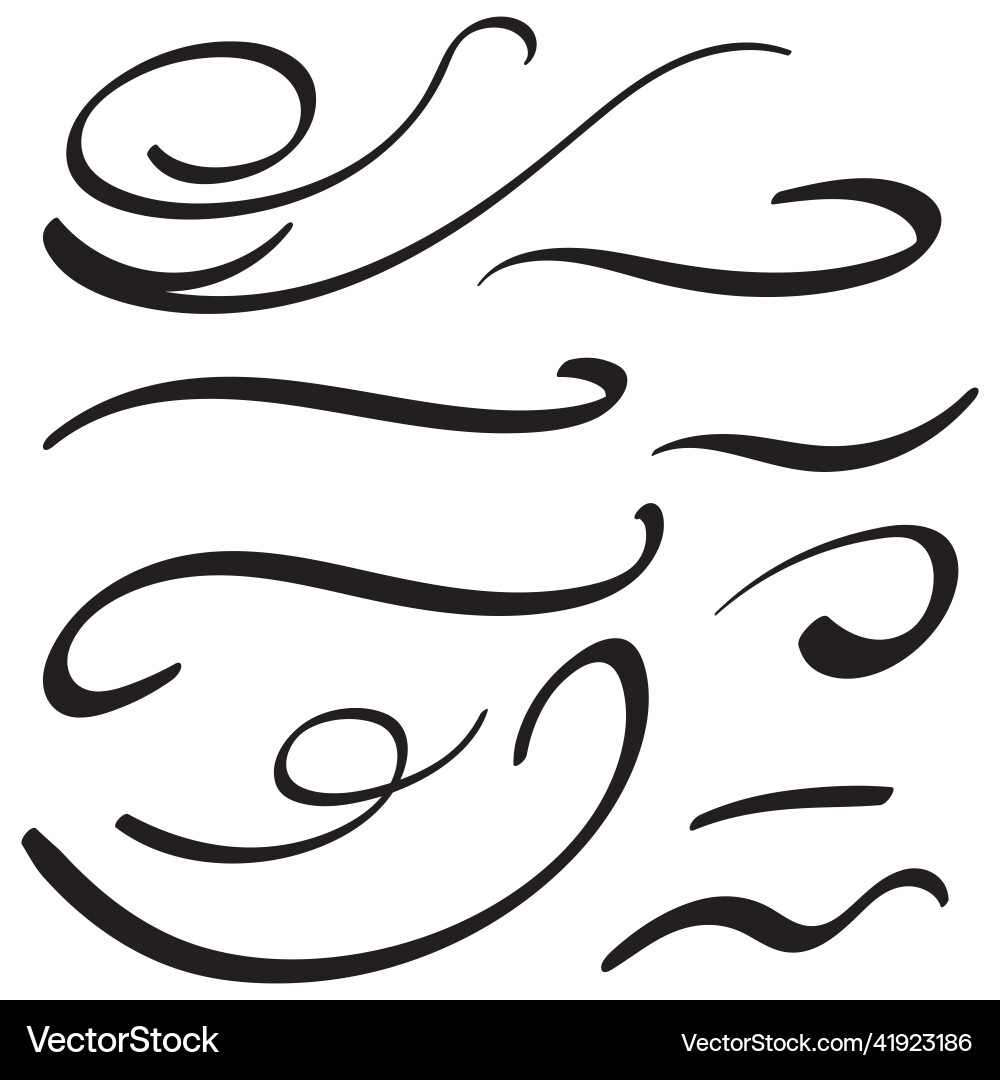 Hand Drawn Underline & Swoosh Elements Vector Image