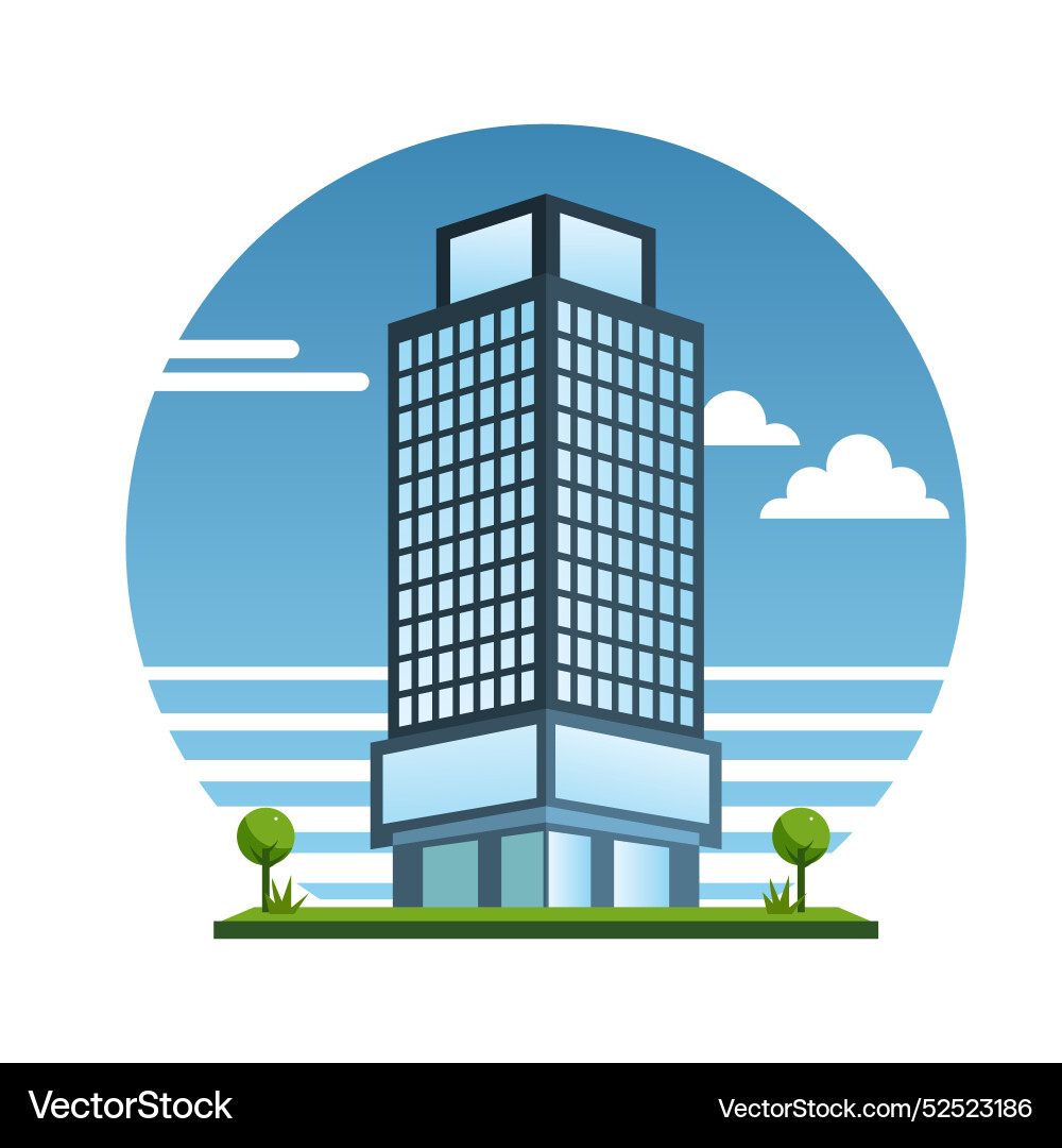Modern skyscraper building icon city architecture Vector Image