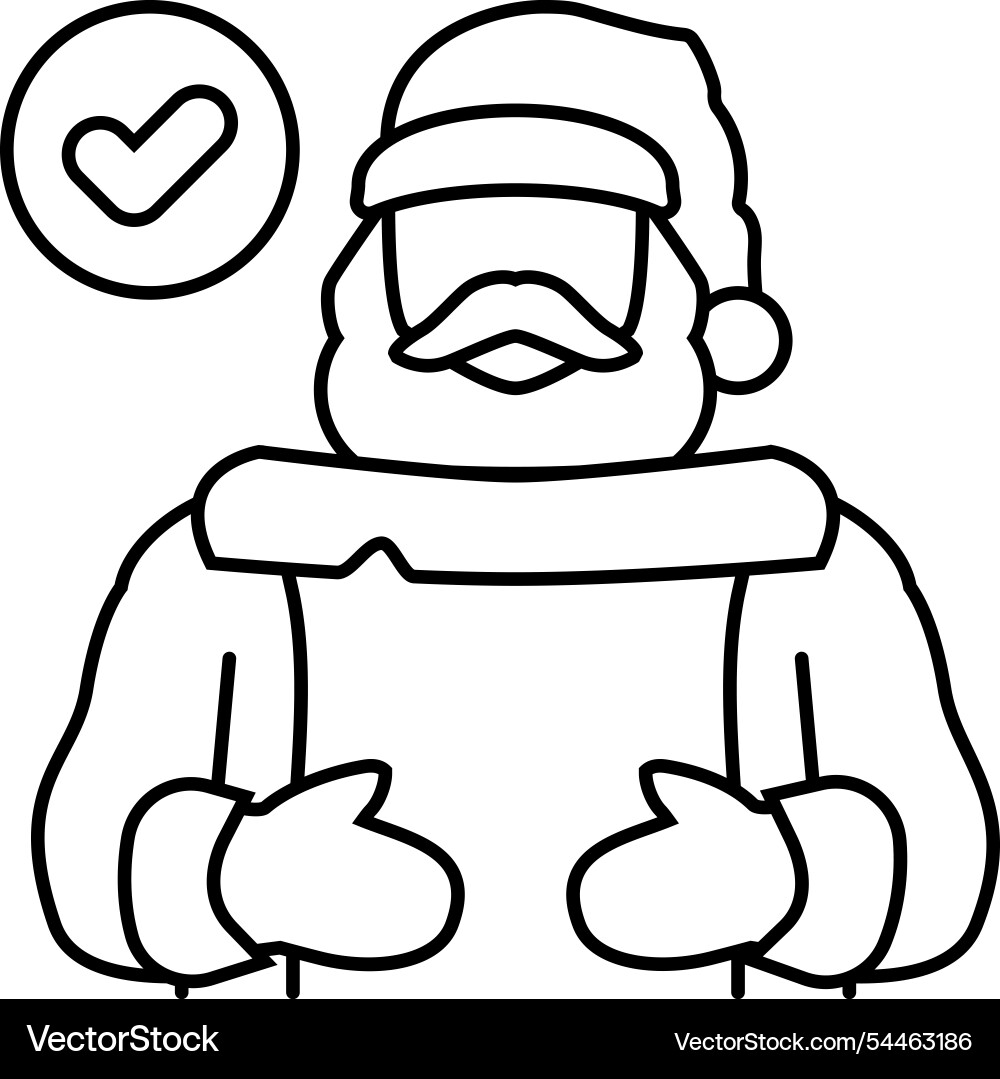 Santa claus checking his list line icon Royalty Free Vector