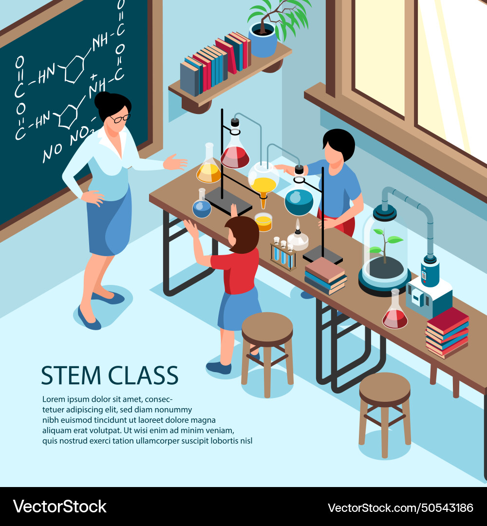 Stem school classroom background Royalty Free Vector Image