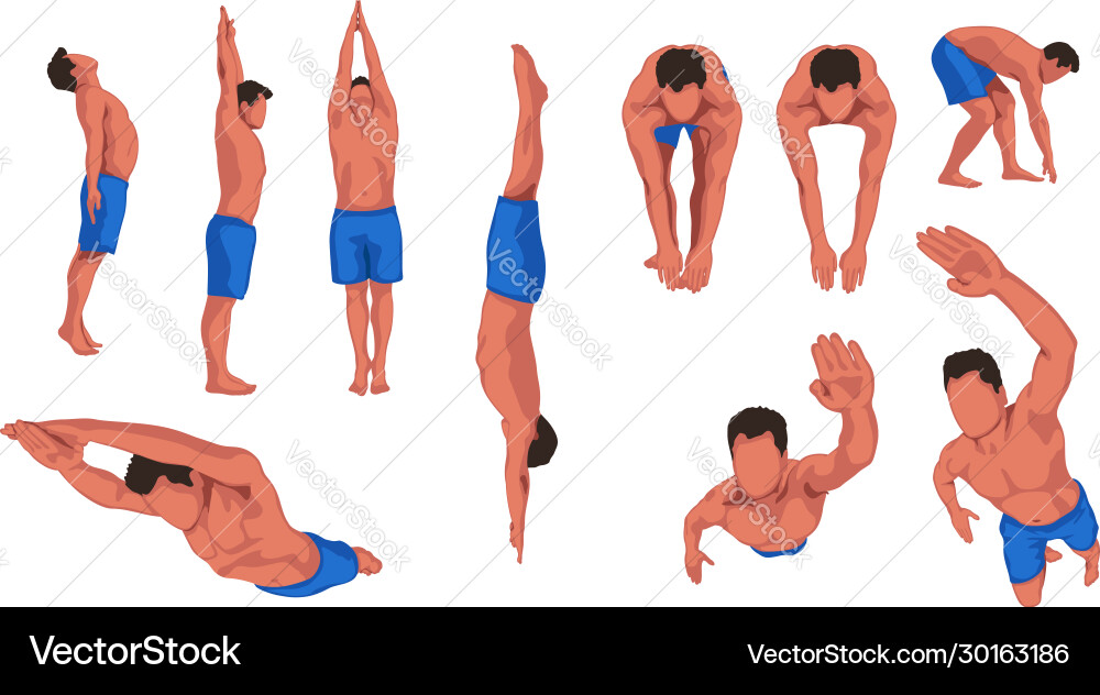 Swimming man set Royalty Free Vector Image - VectorStock