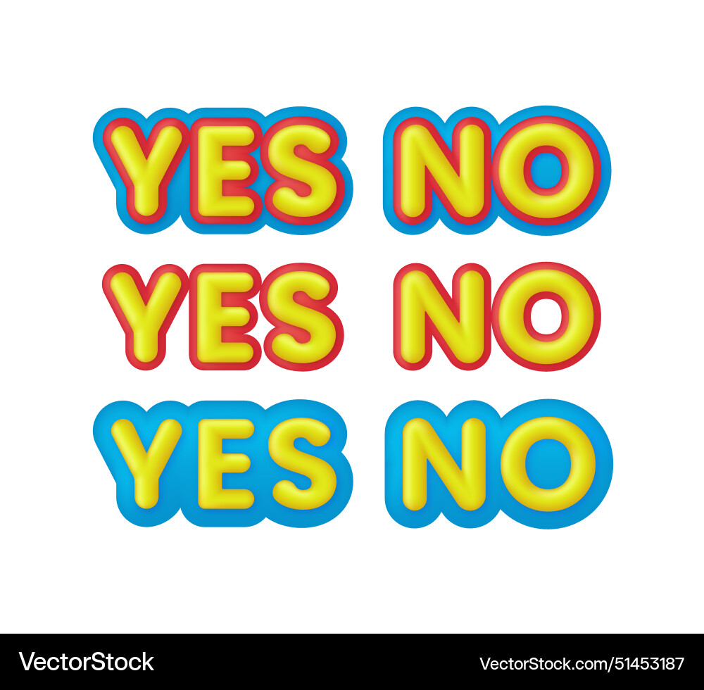 3d set of yes and no Royalty Free Vector Image