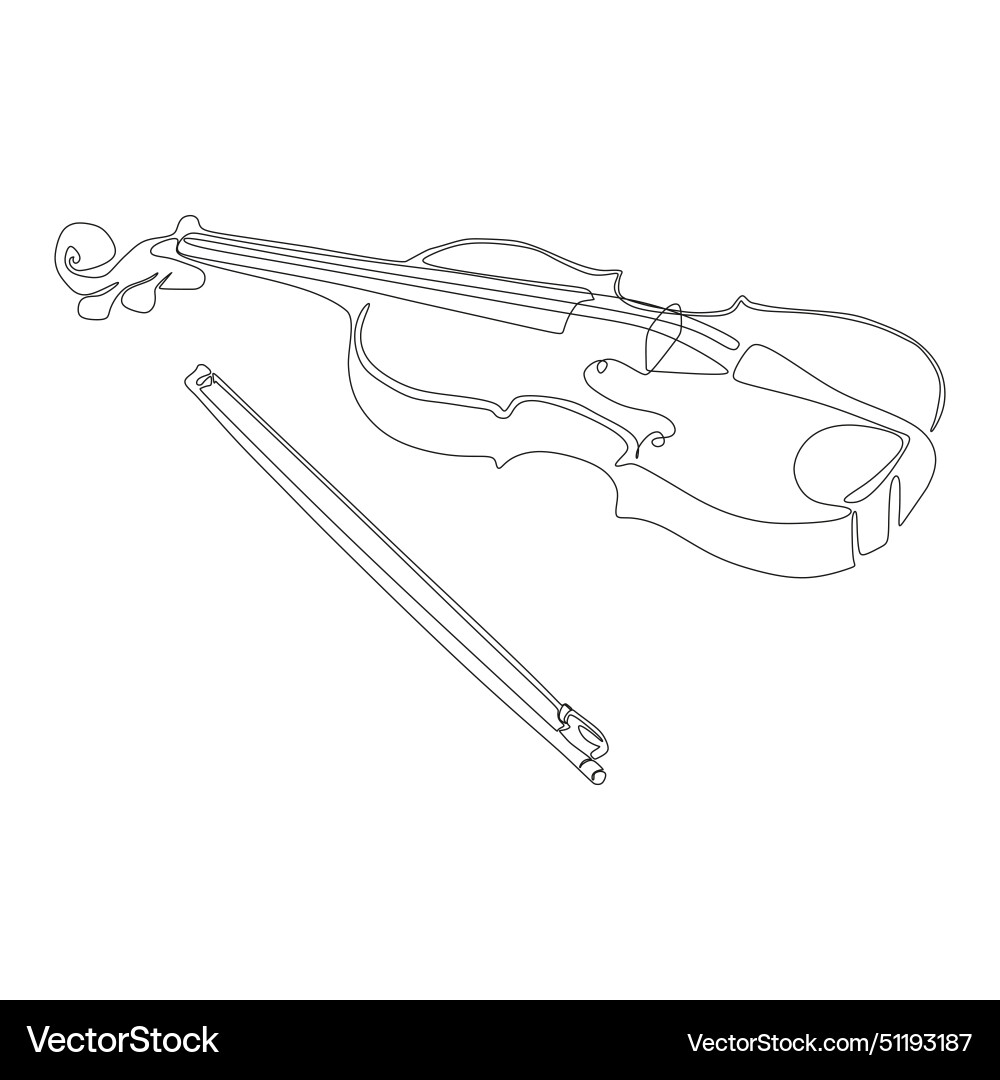 A single line drawing of violin continuous Vector Image
