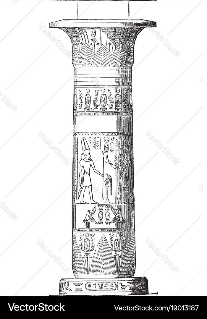 Column from thebes ancient vintage engraving Vector Image