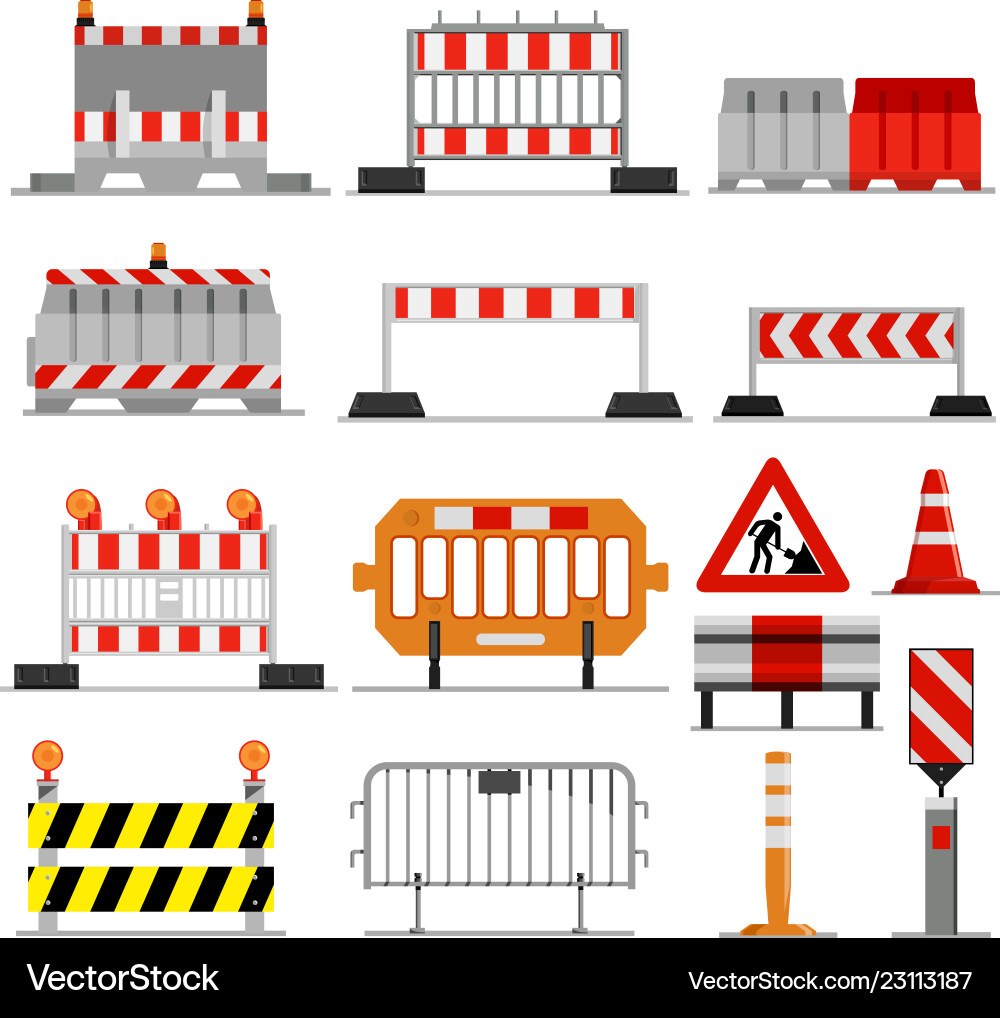 Road Block Barriers - Traffic Control Royalty Free Vector
