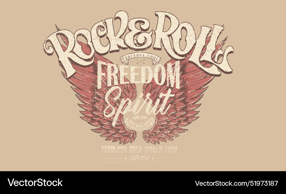 Rock and roll with wing logo artwork Royalty Free Vector