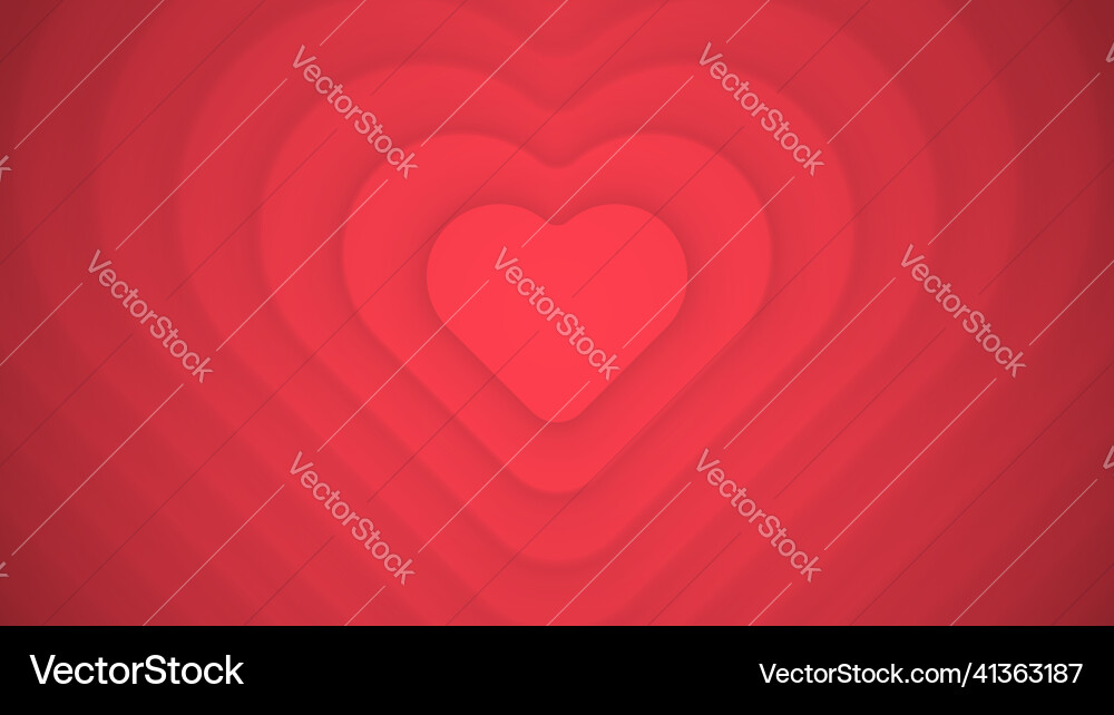 Rounded heart shape 3d layered crimson abstract Vector Image