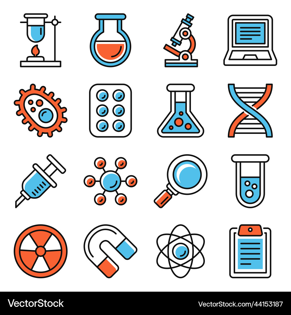 Science icons set on white background Royalty Free Vector